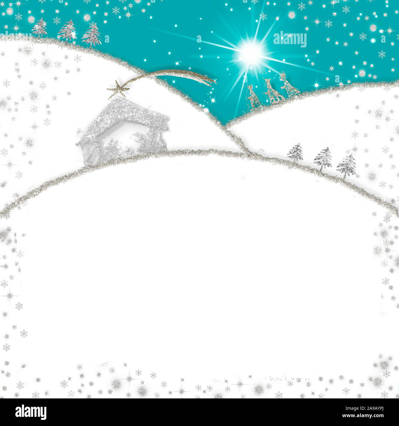 Abstract Christmas Nativity Scene greetings cards, abstract freehand ...