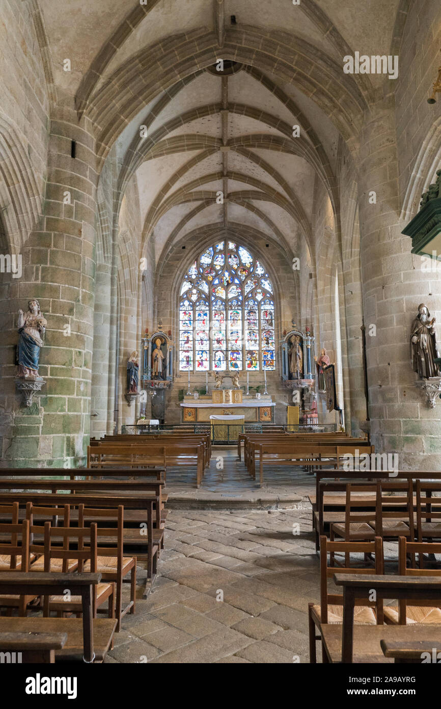 Locronan, Finistere / France - 23 August, 2019: interior view of the ...