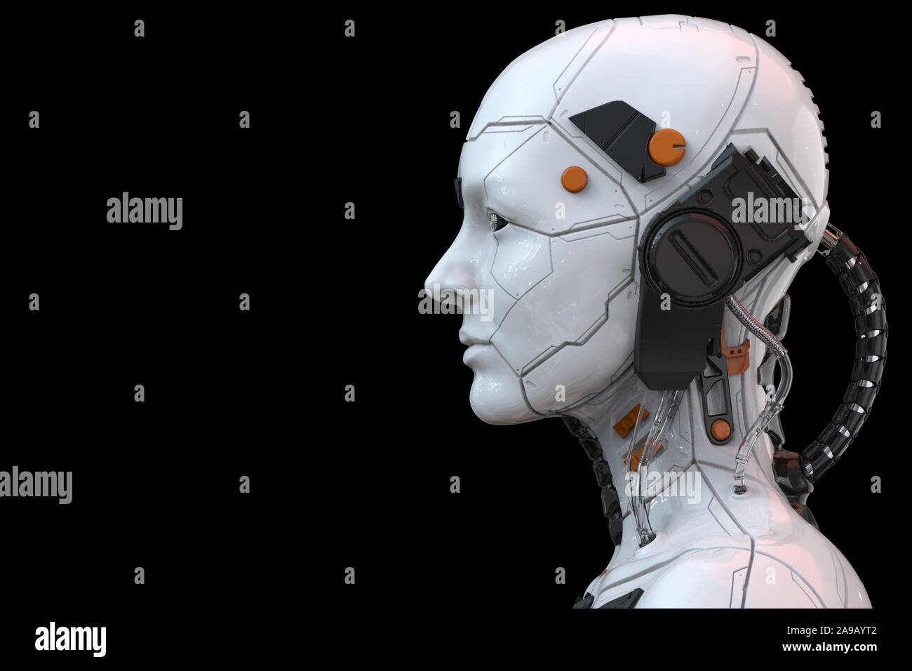 Robot woman, sci-fi android female artificial intelligence 3d render ...