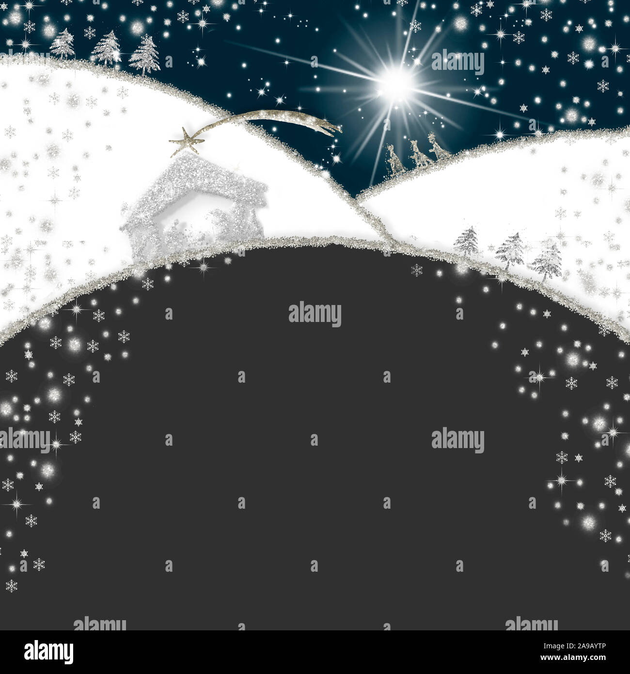 Abstract Christmas Nativity Scene greetings cards, abstract freehand ...