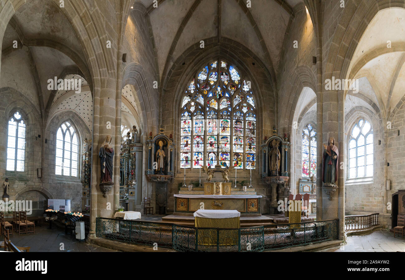 Locronan, Finistere / France - 23 August, 2019: interior view of the ...