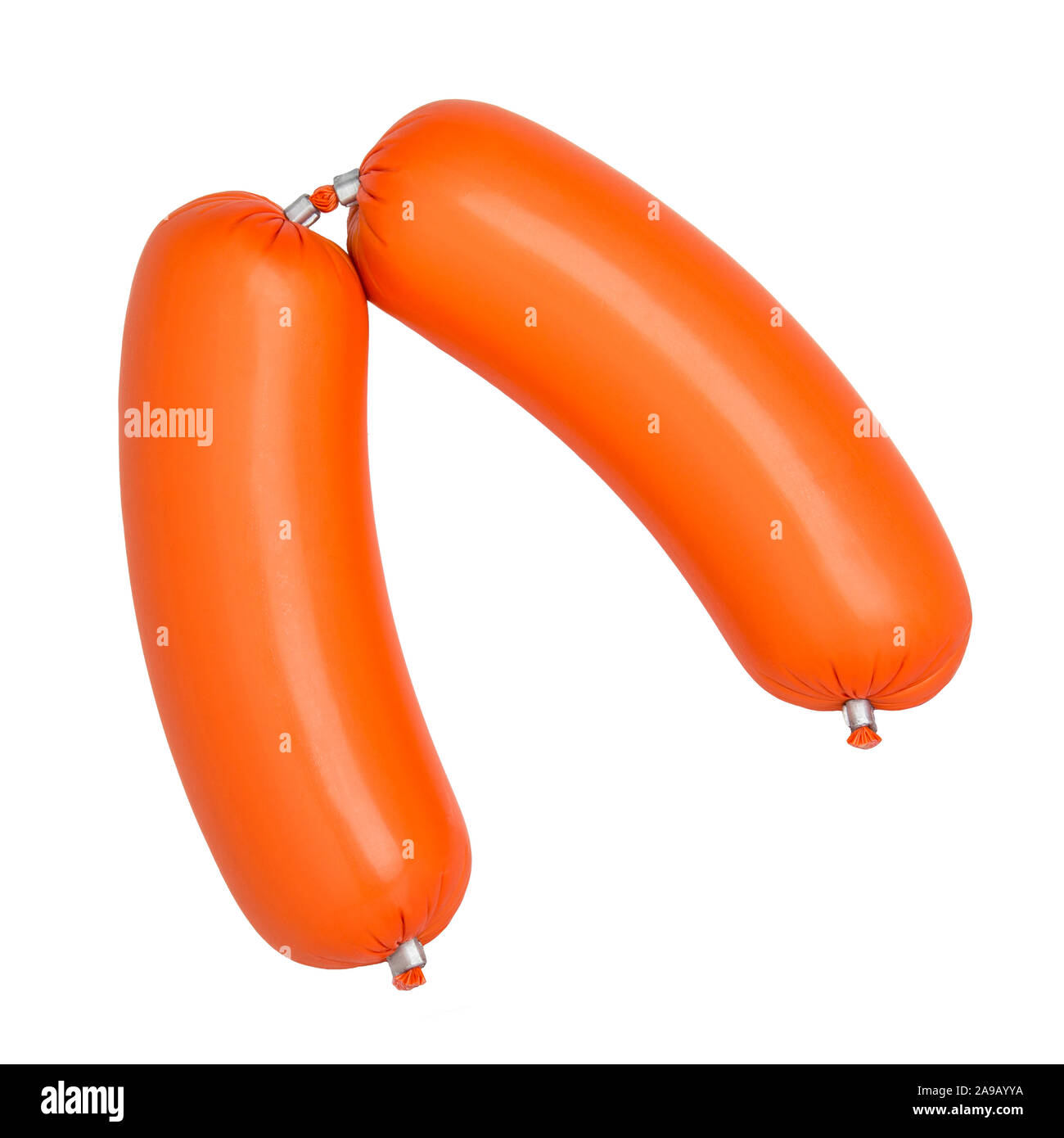 Two sausages isolated against white background Stock Photo - Alamy