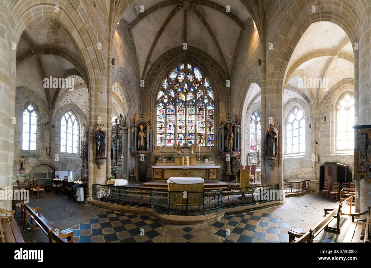 Locronan, Finistere / France - 23 August, 2019: interior view of the ...