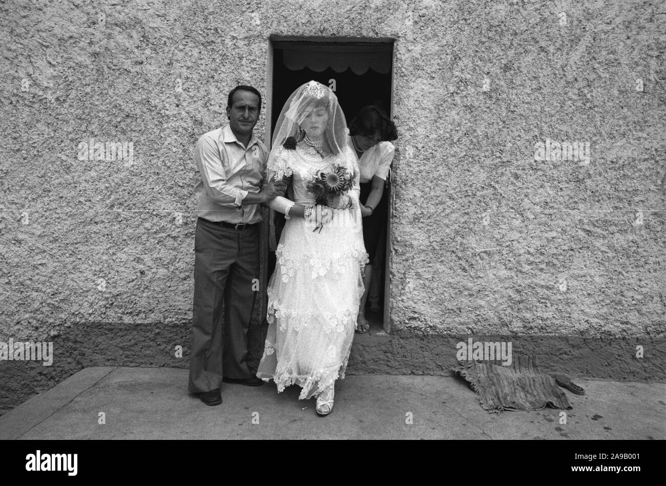 Bride leaves her parent's home, Hoti, northern Albania. 1992 Stock ...