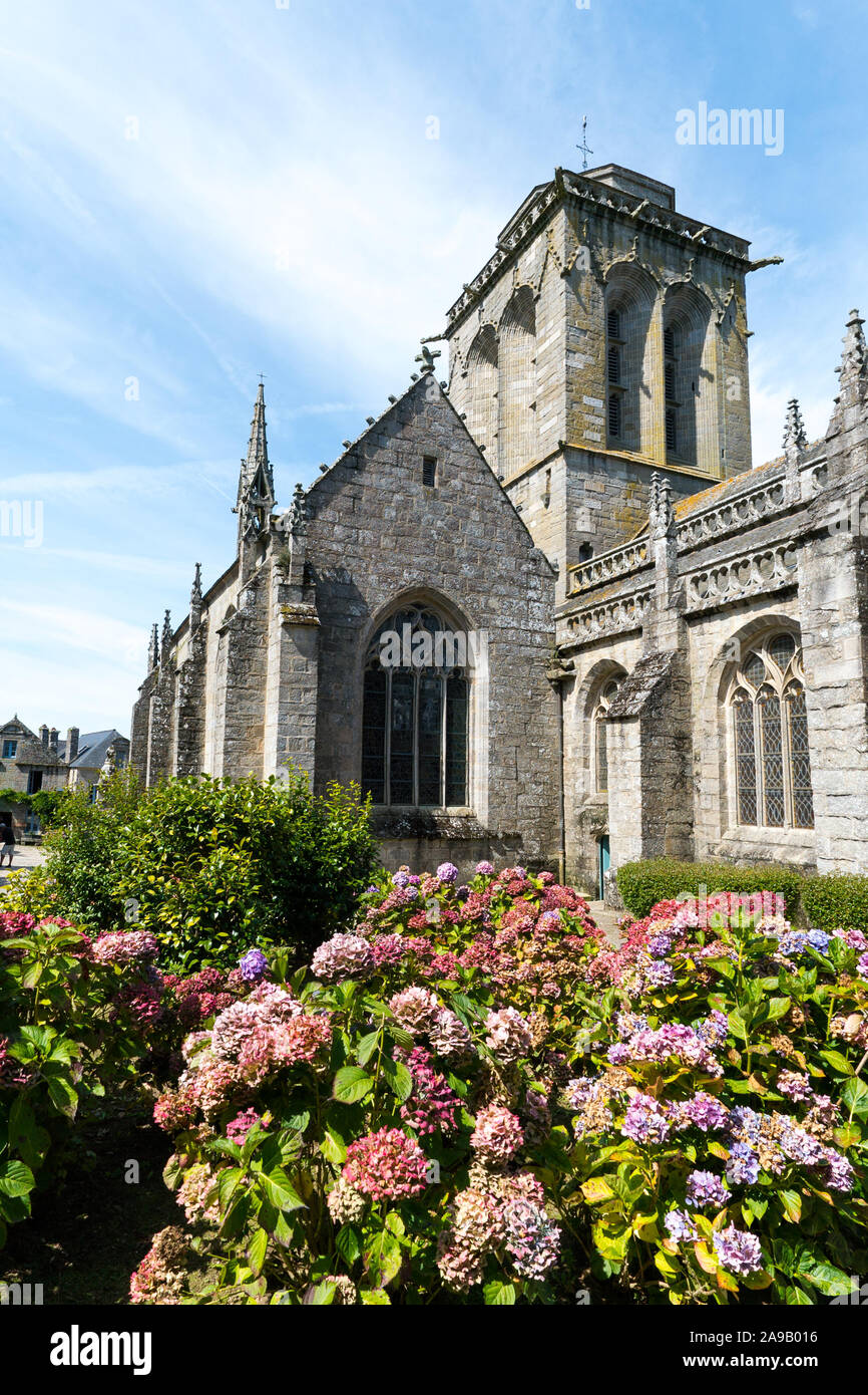 Locronan, Finistere / France - 23 August, 2019: view of the historic ...