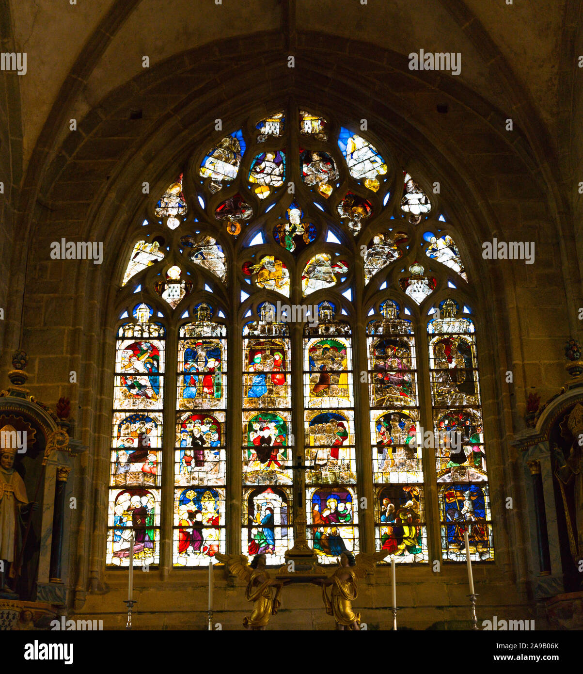 Locronan, Finistere / France - 23 August, 2019: detailed view of a ...