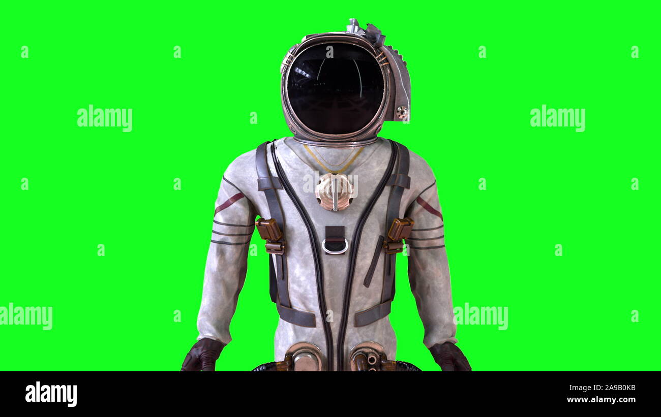 Cosmonaut in a metal protective spacesuit is destroyed into small ...