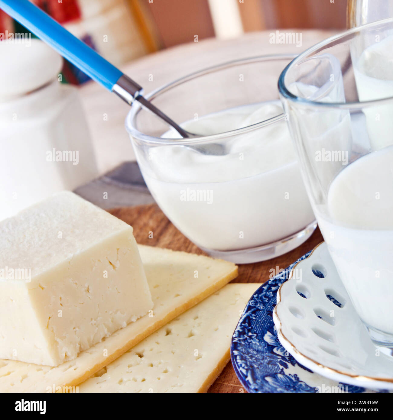 Selection of milk products Stock Photo - Alamy