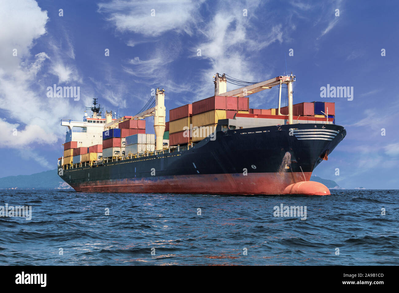 Cargo container ship in the ocean, Freight Transportation Stock Photo ...