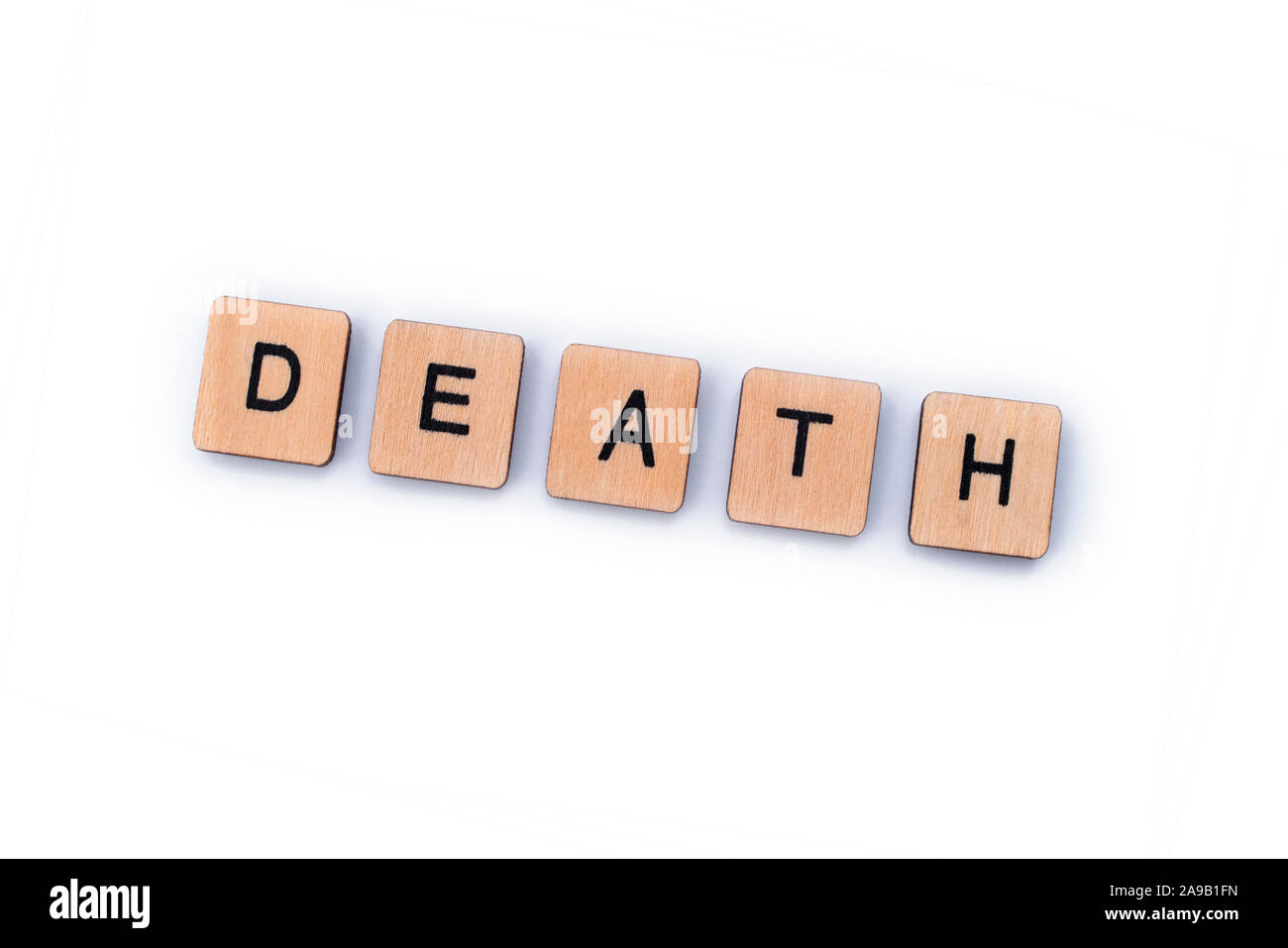 The word DEATH, spelt out with wooden letter tiles Stock Photo - Alamy