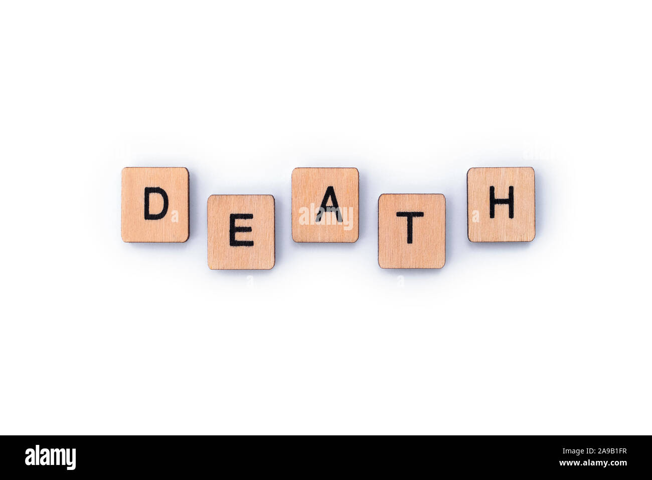 The word DEATH, spelt out with wooden letter tiles Stock Photo - Alamy