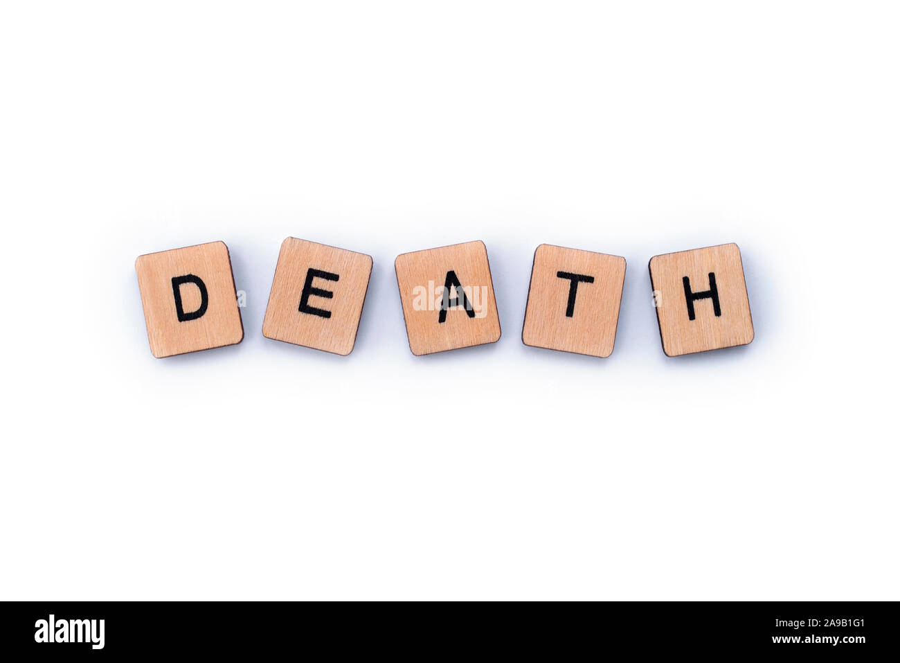 The word DEATH, spelt out with wooden letter tiles Stock Photo - Alamy