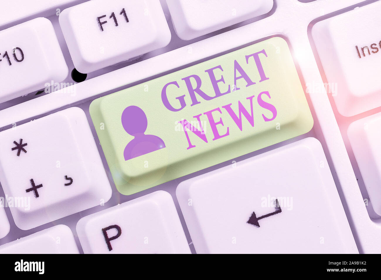 Writing note showing Great News. Business concept for someone or ...