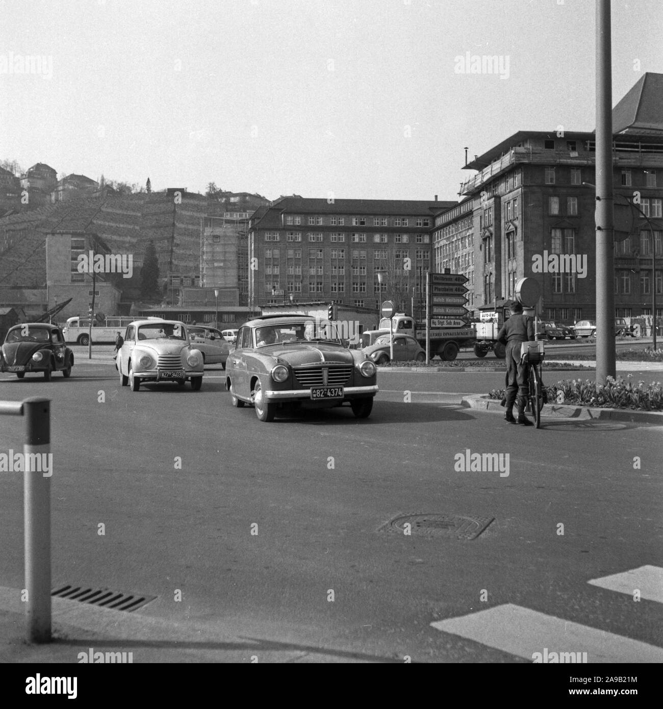 Traffic at Stuttgart city centre, Germany 1950s Stock Photo - Alamy