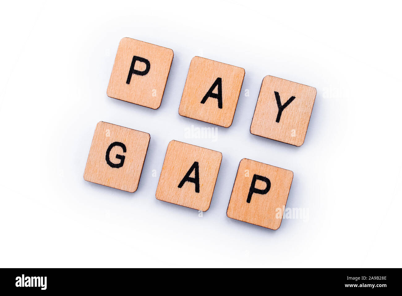 PAY GAP, spelt out with wooden letter tiles Stock Photo - Alamy