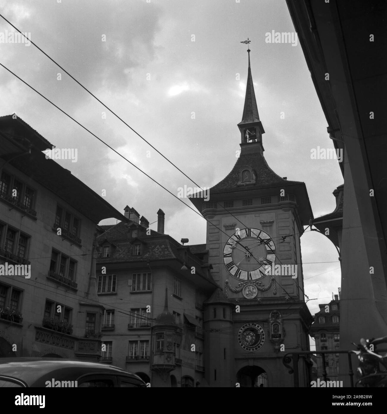 The Zytglogge clock tower at Bern, Switzerland 1950s Stock Photo - Alamy