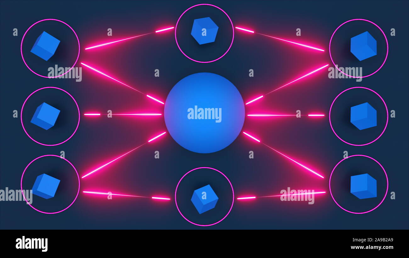 Computer generated virtual communications circuit. 3d rendering digital ...