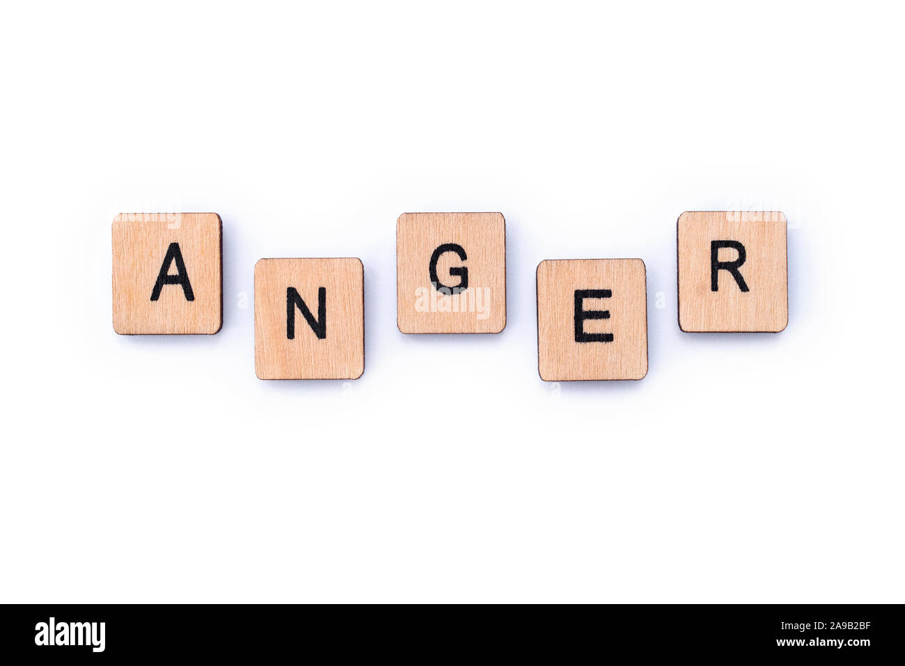 The word ANGER, spelt with wooden letter tiles Stock Photo - Alamy
