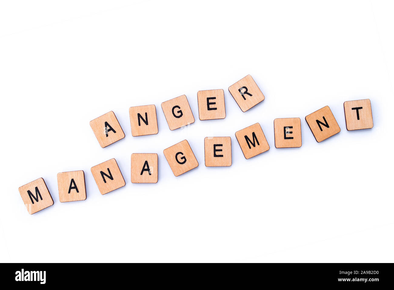 The phrase ANGER MANAGEMENT, spelt with wooden letter tiles Stock Photo ...