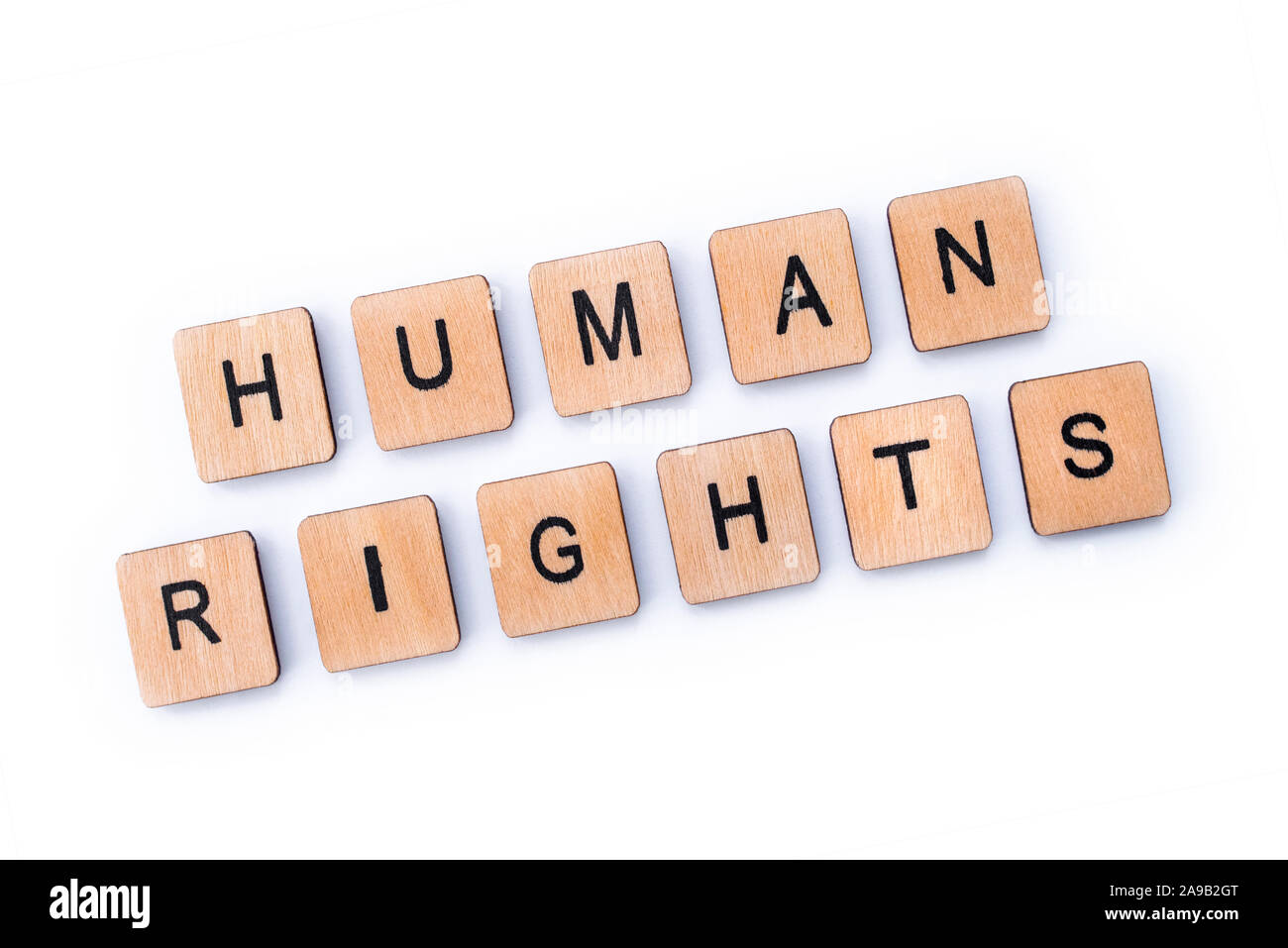 HUMAN RIGHTS, spelt with wooden letter tiles Stock Photo - Alamy