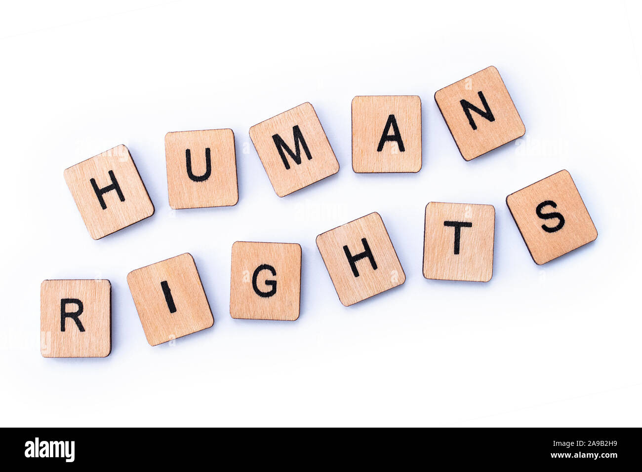 HUMAN RIGHTS, spelt with wooden letter tiles Stock Photo - Alamy