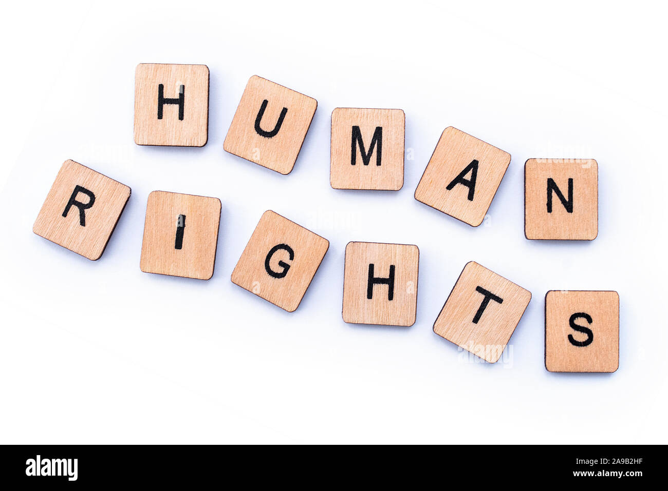 HUMAN RIGHTS, spelt with wooden letter tiles Stock Photo - Alamy
