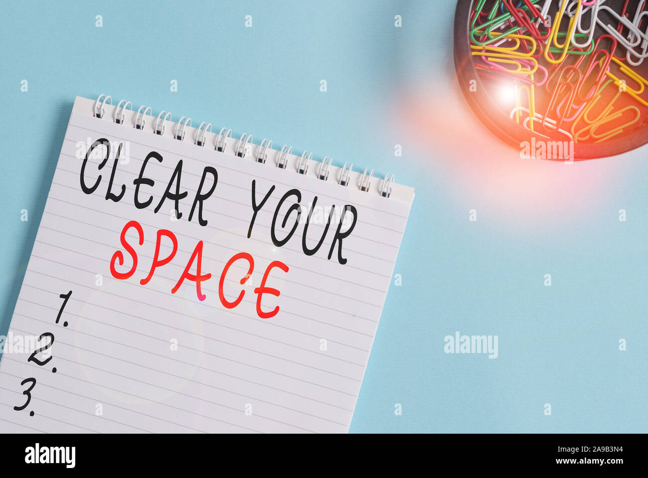 Writing note showing Clear Your Space. Business concept for Clean ...