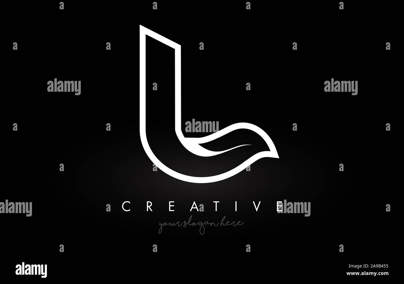 Letter L Monogram Leaf Logo Icon Design with Black and White Colors ...