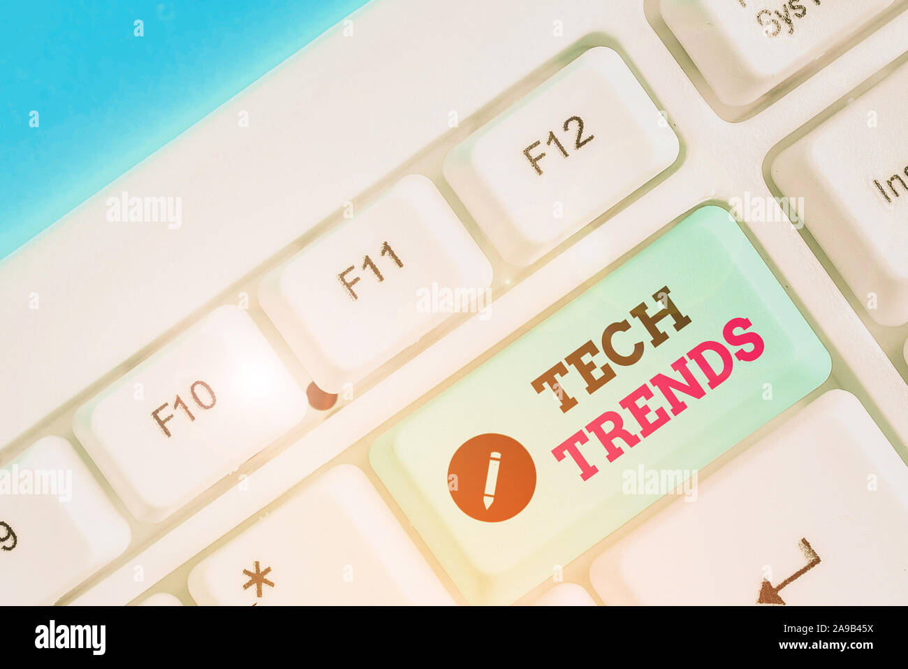 Conceptual hand writing showing Tech Trends. Concept meaning technology ...