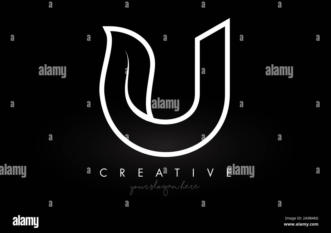 Letter U Monogram Leaf Logo Icon Design with Black and White Colors ...