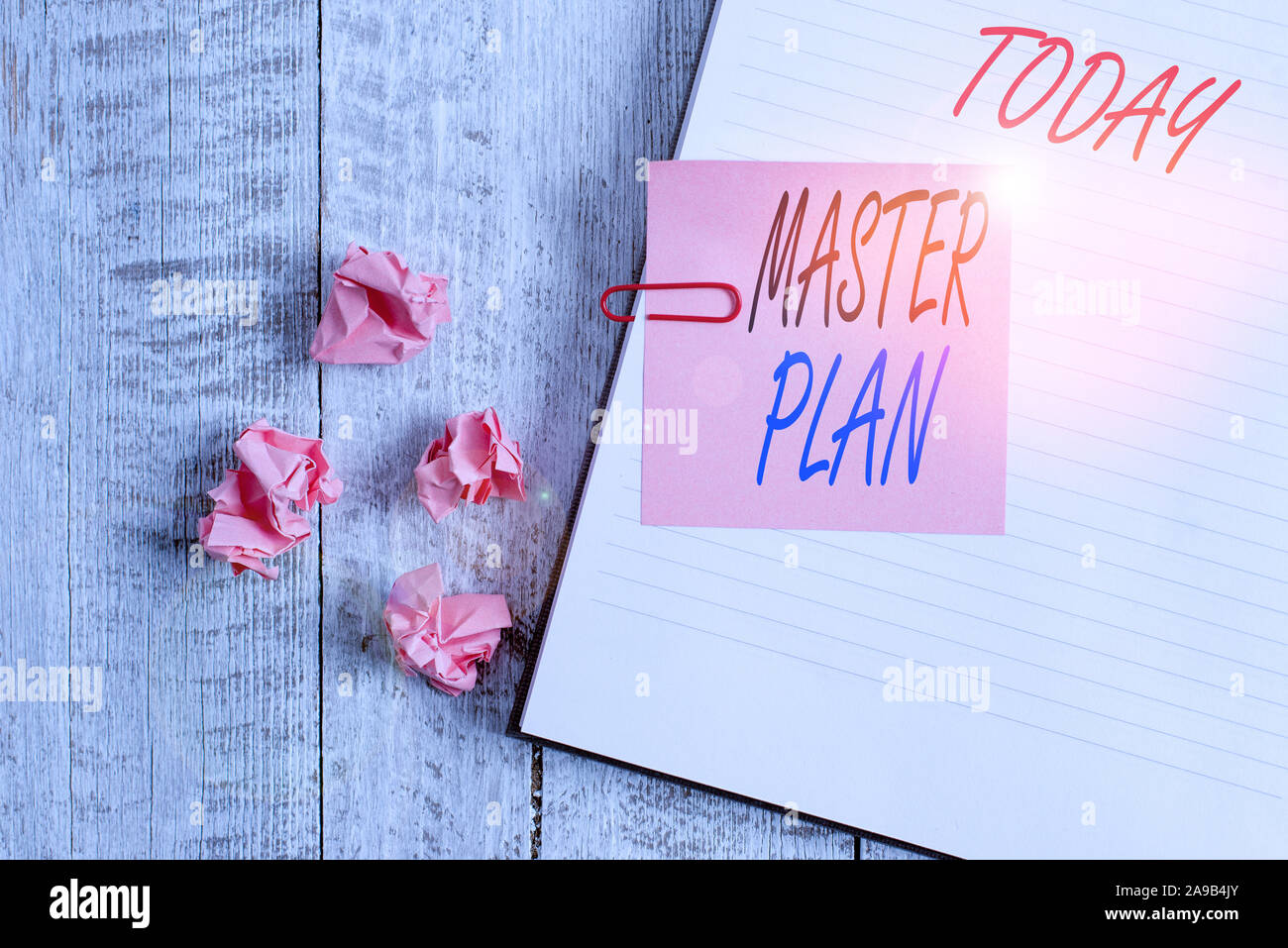 Writing note showing Master Plan. Business concept for dynamic longterm ...