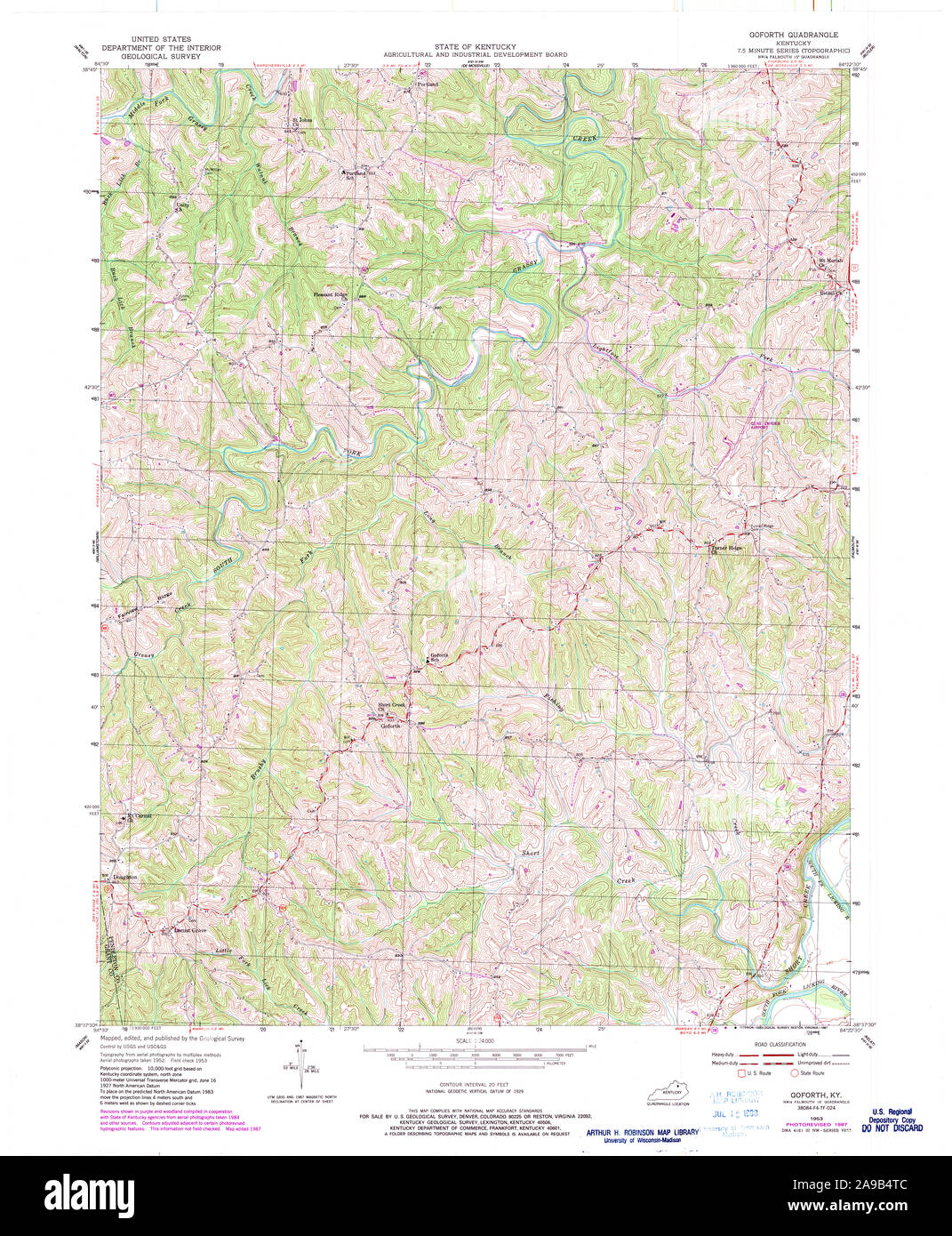 USGS TOPO Map Kentucky KY Goforth 708739 1953 24000 Stock Photo - Alamy