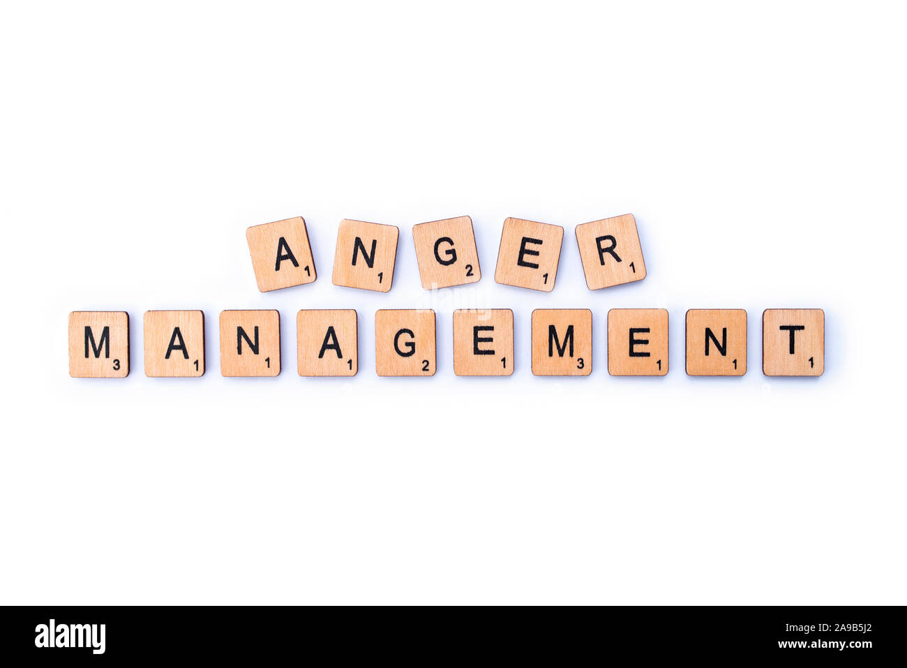 London, UK - February 6th 2019: The phrase ANGER MANAGEMENT, spelt with ...