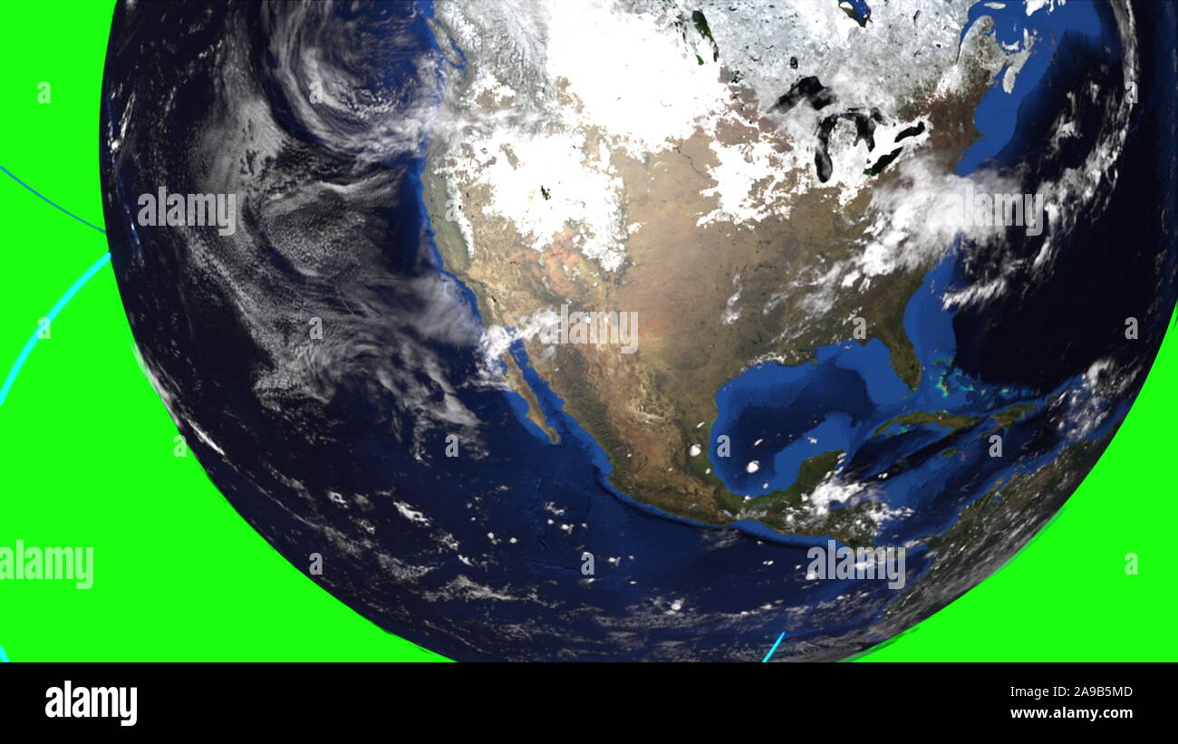 Computer generated Earth connection in outer space. Close-up of a ...
