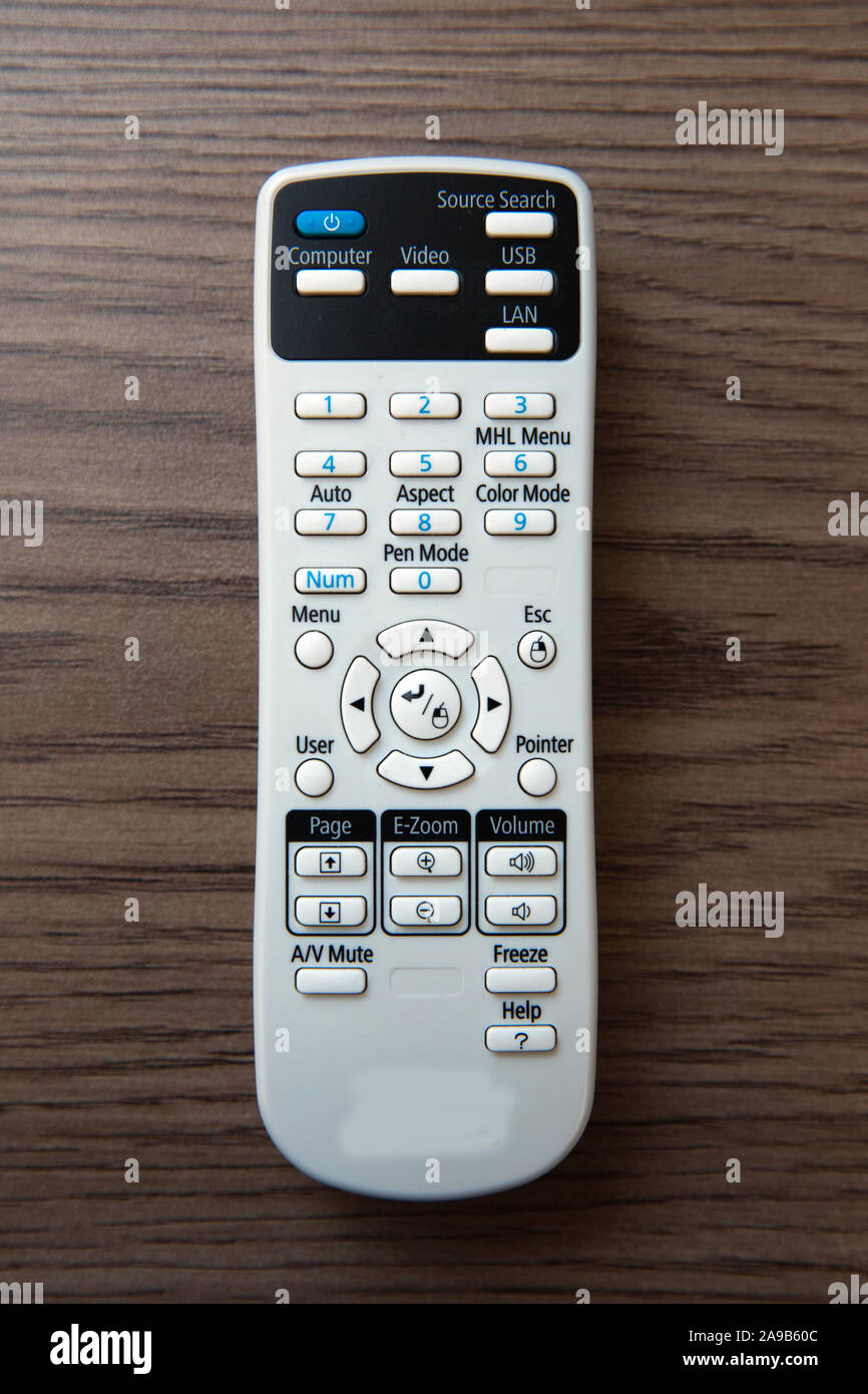 Remote controller . White projector System REMOTE Control wooden ...