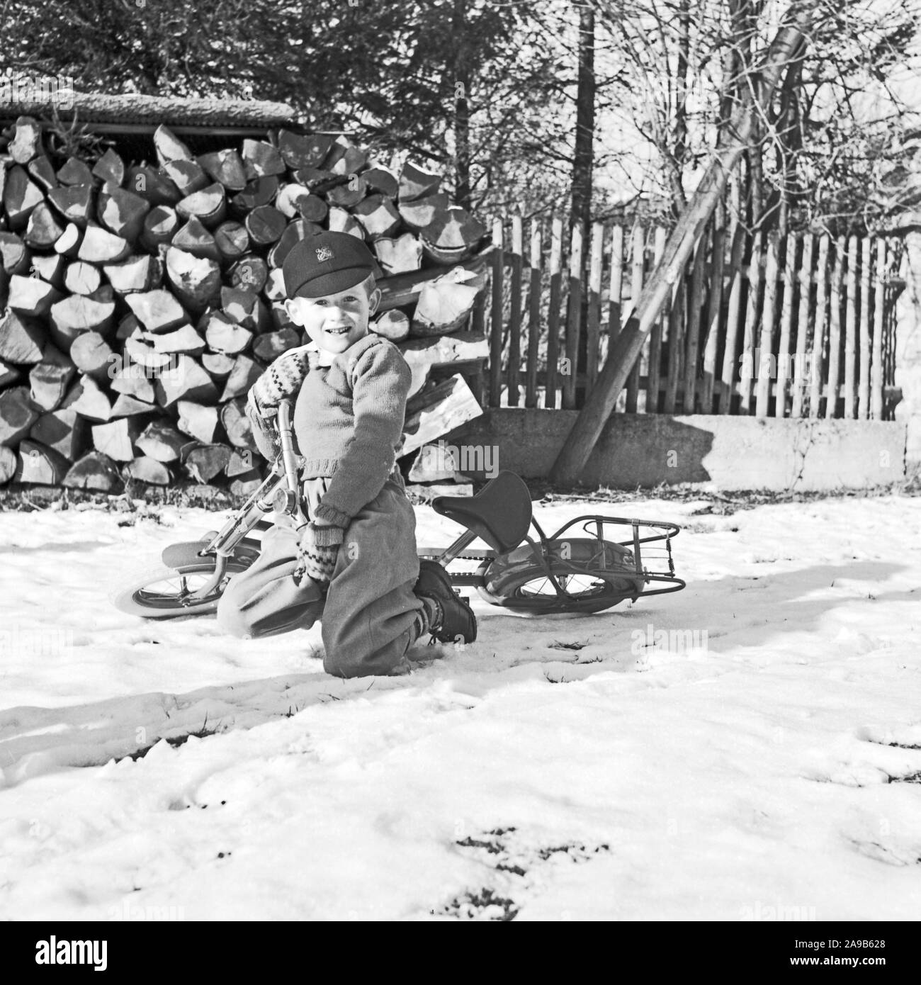 A little boy with his bicycle, Germany 1956 Stock Photo - Alamy