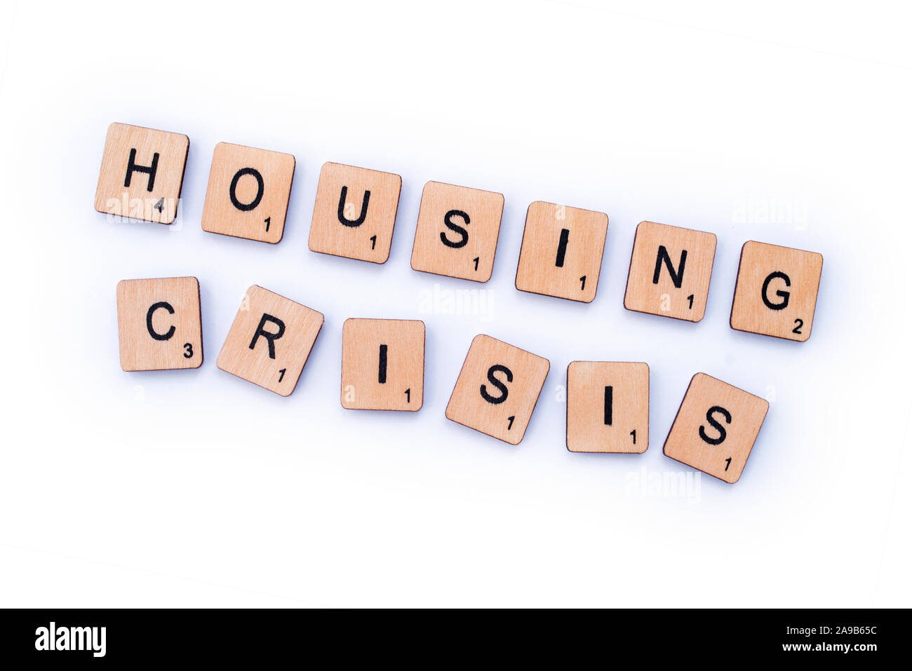 London, UK - February 6th 2019: HOUSING CRISIS, spelt with wooden ...