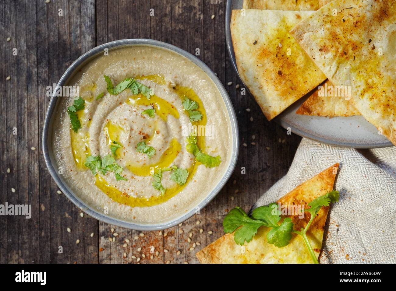 Baba ganoush,Arabian appetizer roasted eggplant dip served with Pita ...