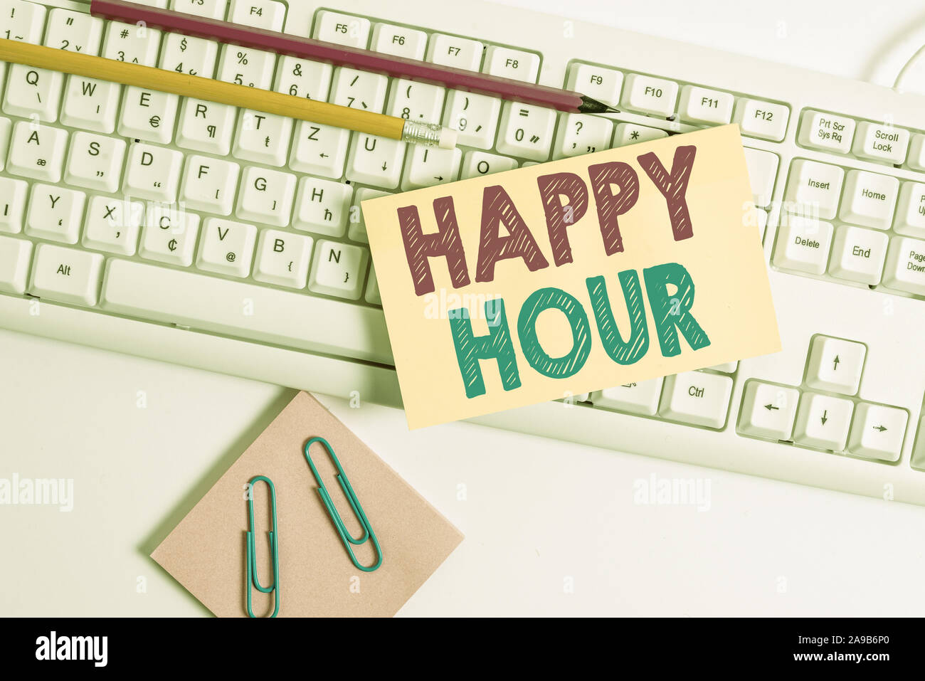 Conceptual hand writing showing Happy Hour. Concept meaning when drinks ...
