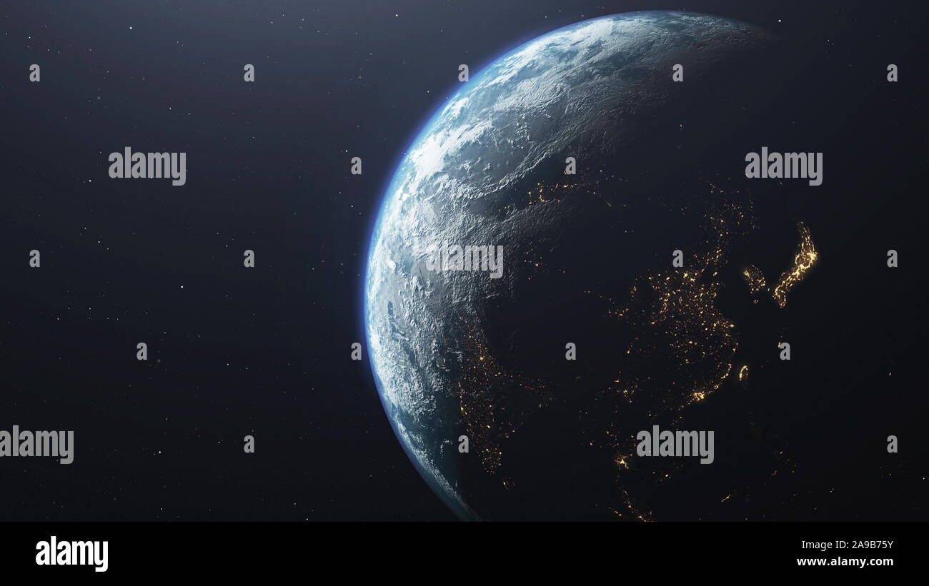 Earth planet viewed from space , 3d render of planet Earth, elements of ...