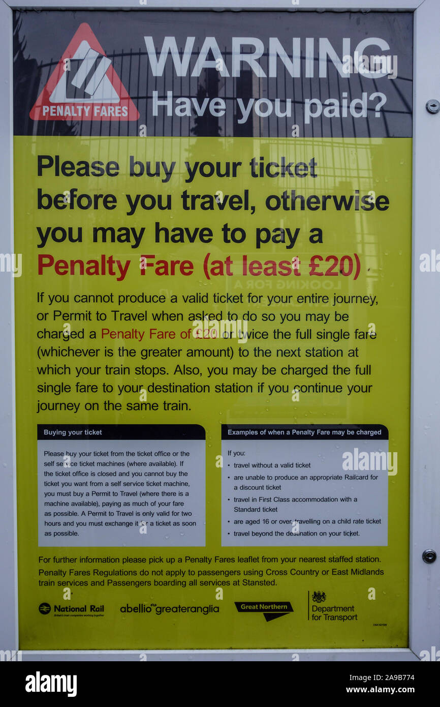 British Rail sign have you paid sign warning of penalties at Bishops ...