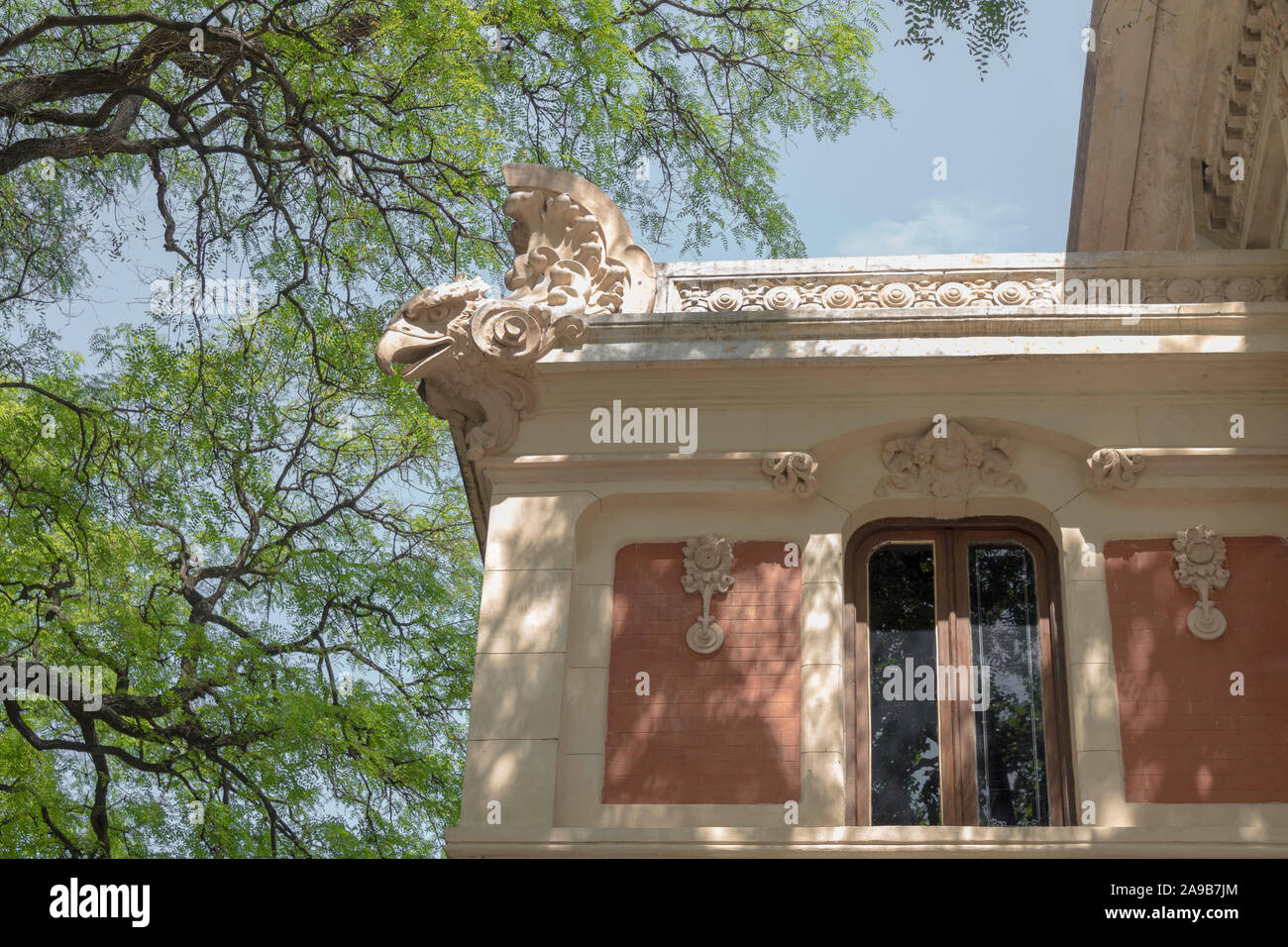 Eagle gargoyle closeup. Buenos Aires zoo has eagle gargoyles in some ...