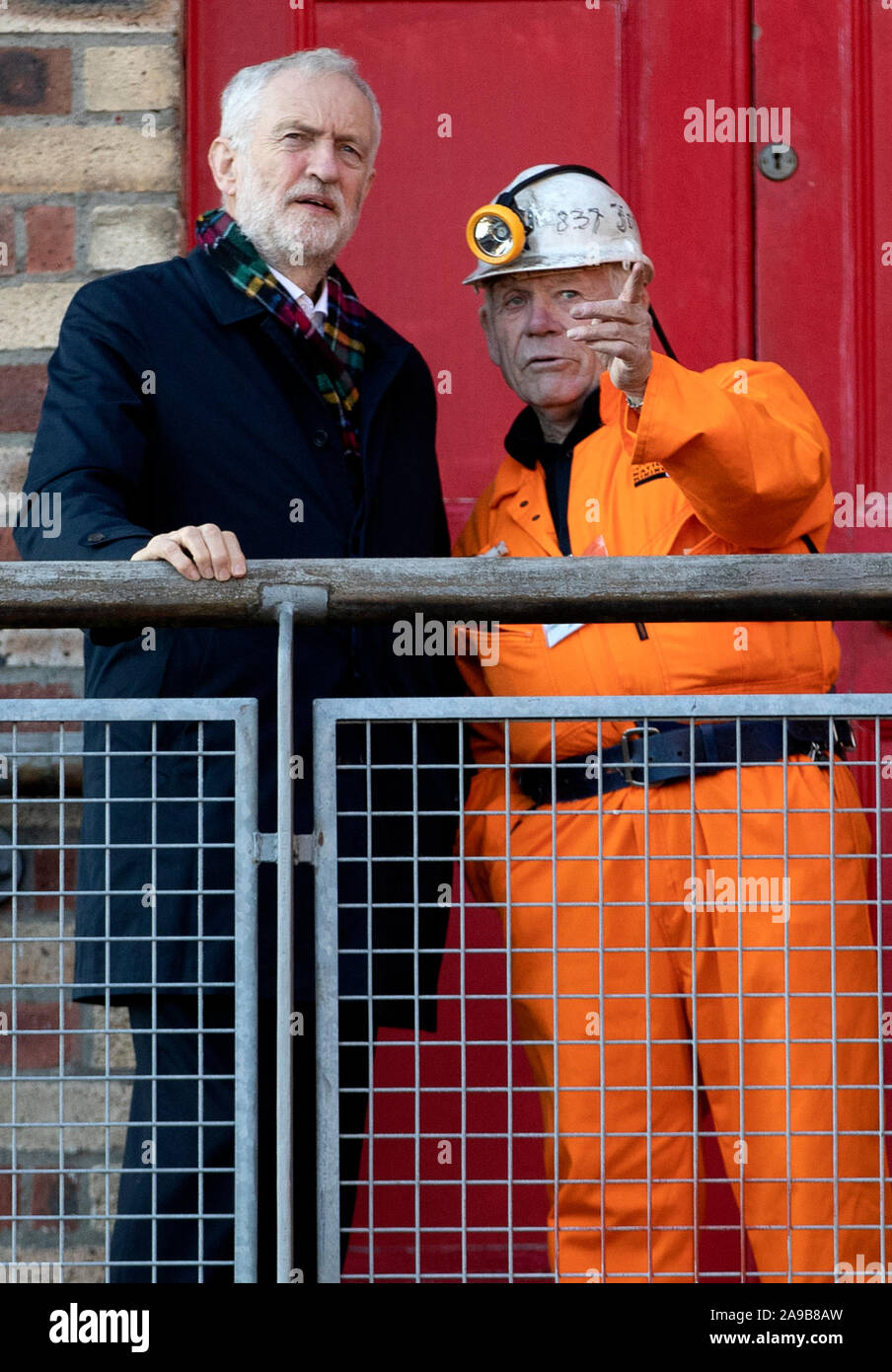Labour leader Jeremy Corbyn meets former miner John Kane, aged 82 ...