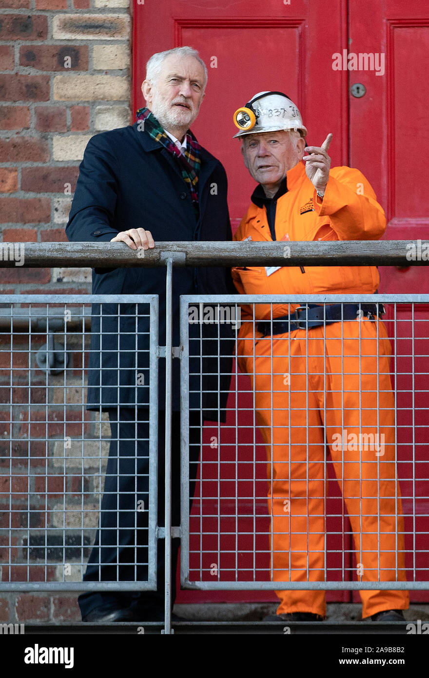 Labour leader jeremy corbyn meets former miner john kane hi-res stock ...