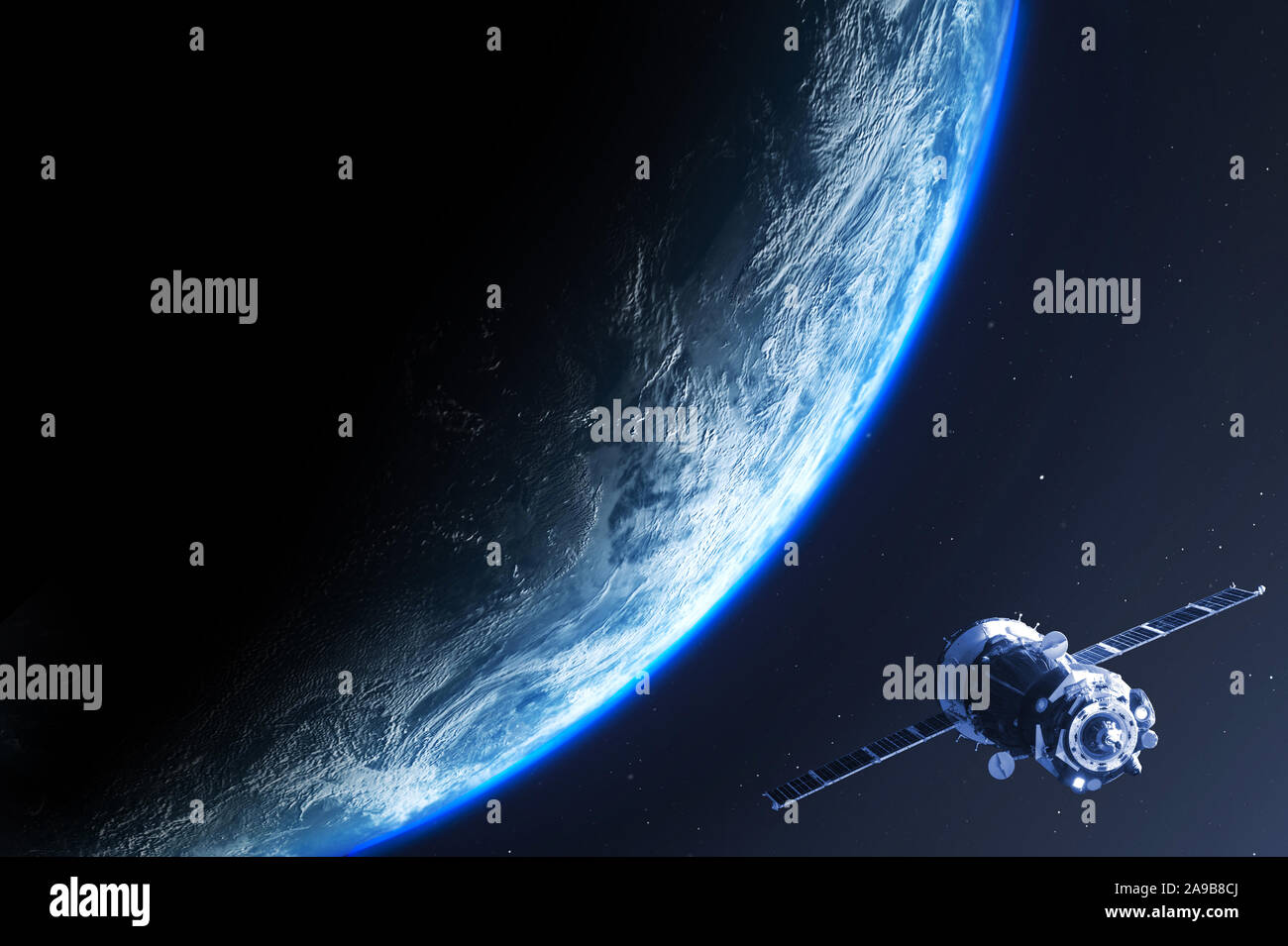 Earth planet and satellite view from space - elements of this image ...