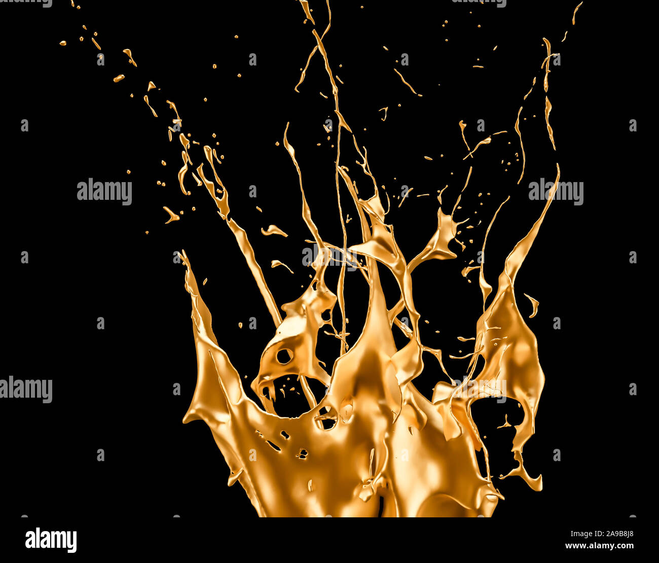 Splash gold black background. 3d rendering 3d illustration Stock Photo ...