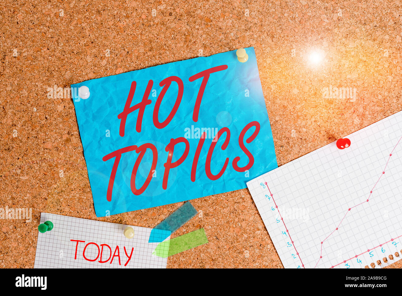 Text sign showing Hot Topics. Business photo showcasing subject that a ...