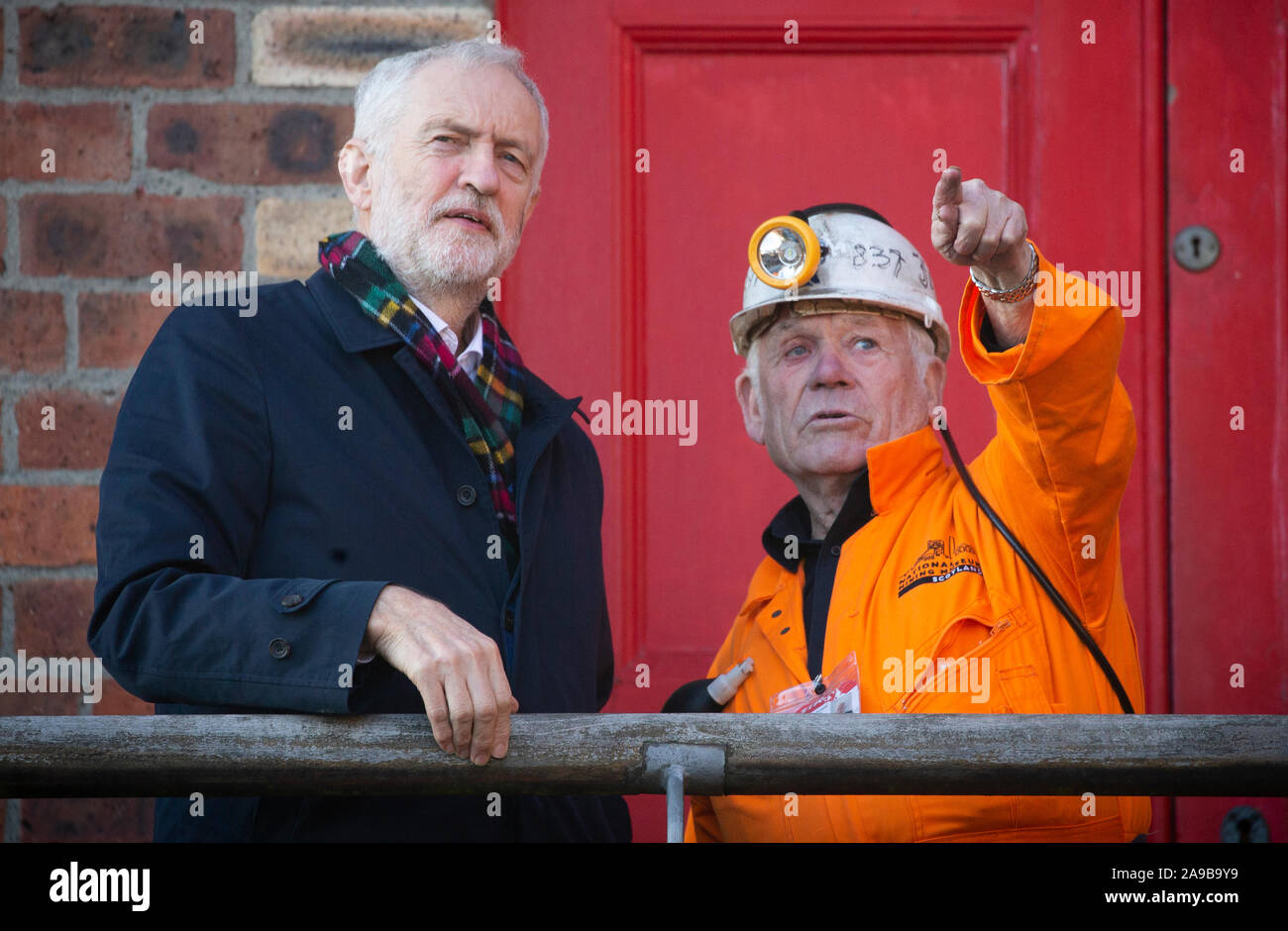 Labour leader Jeremy Corbyn meets former miner John Kane, aged 82 ...