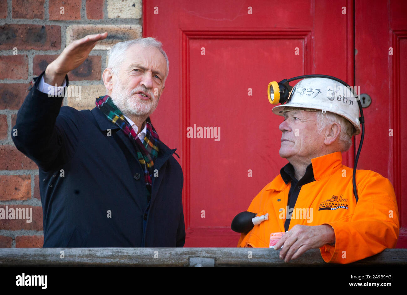 Labour leader Jeremy Corbyn meets former miner John Kane, aged 82 ...
