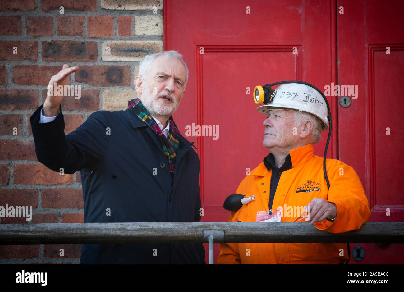 Labour leader Jeremy Corbyn meets former miner John Kane, aged 82 ...